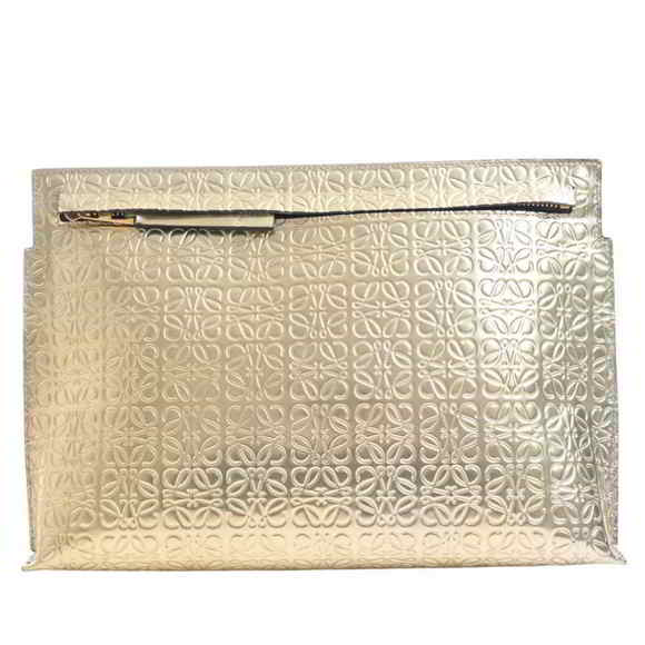 Loewe | Bags | Loewe Patent Repeat Anagram T Pouch Clutch Bag Gold ...